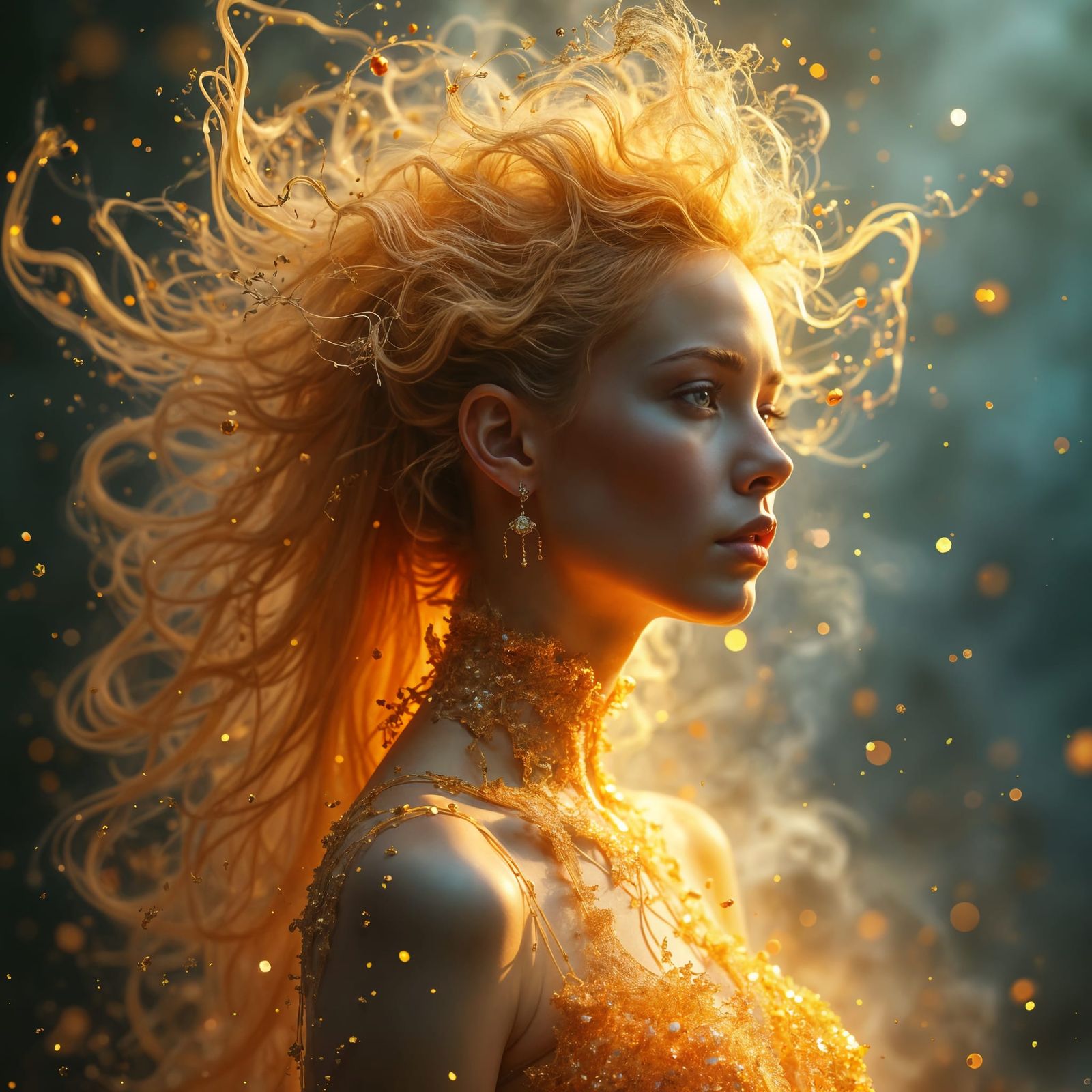 Ethereal Golden Fantasy Beauty. - Ethereal Golden Fantasy Be...