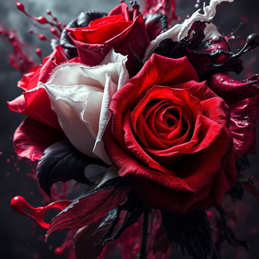 Wicked Bouquet - Surreal Melted Roses Emerge from Dark Backg...