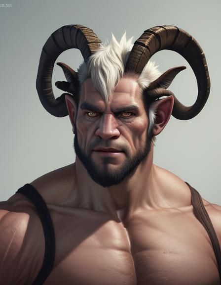 Goat Man massive muscular muscle, 8k resolution concept art portret ...