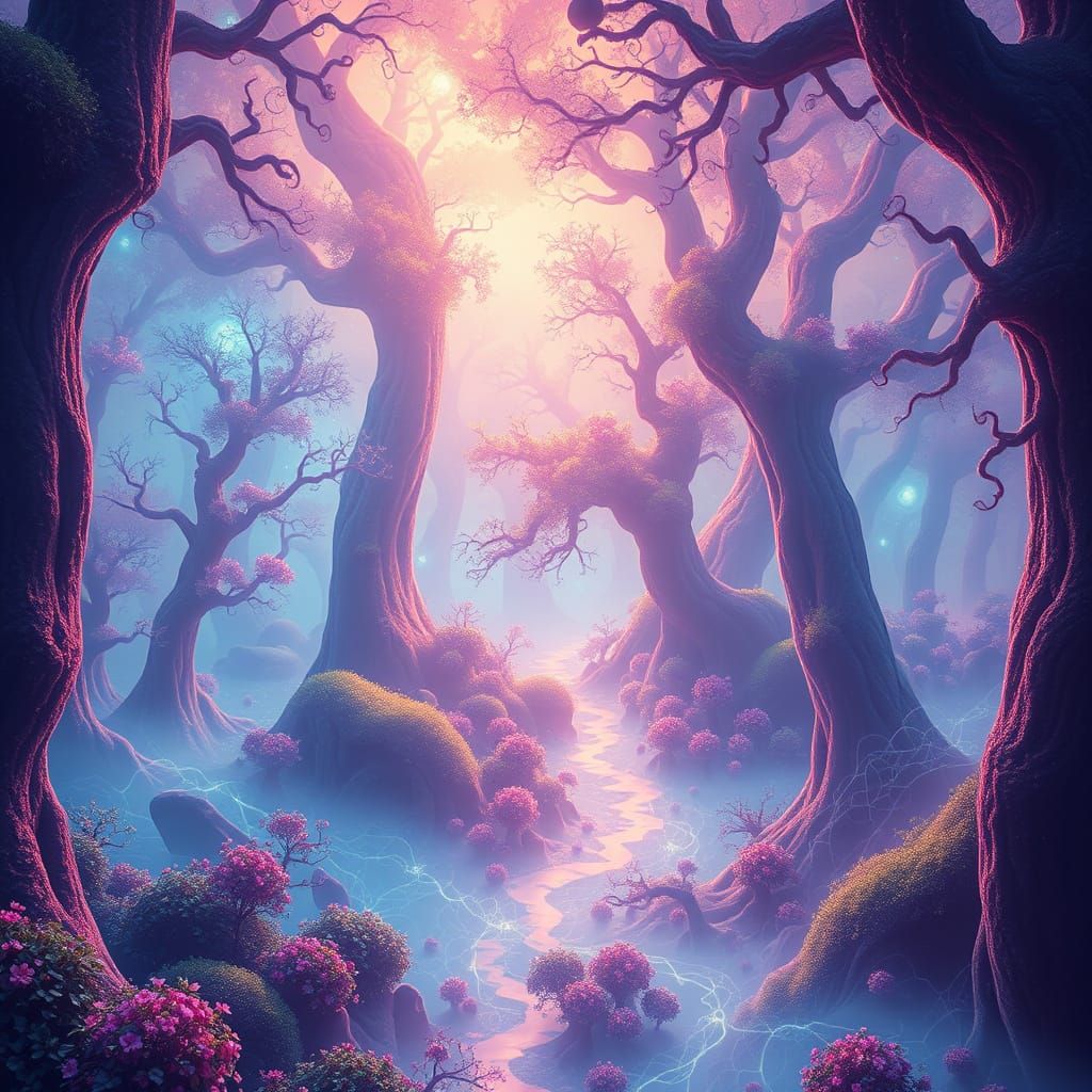 Fractals in nature - Ethereal Fractal Forests in Vibrant, Ir...