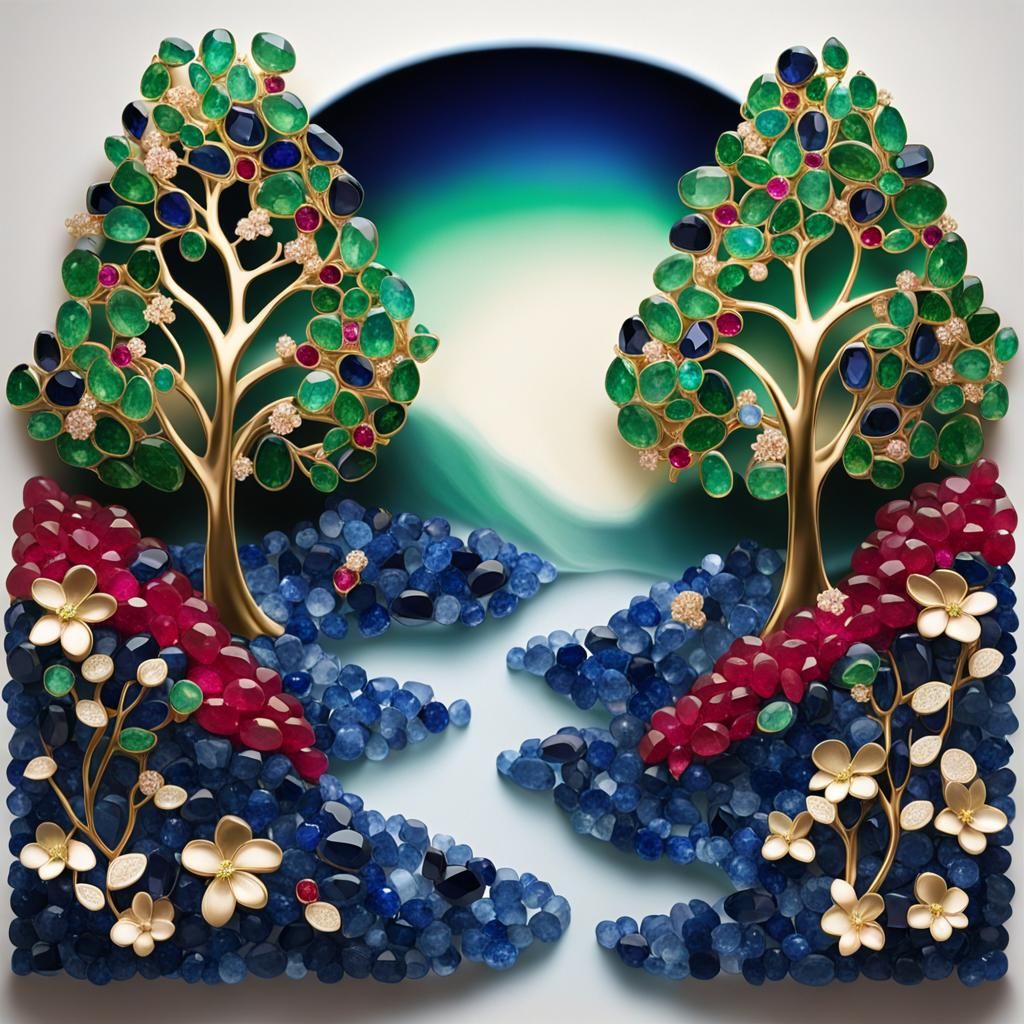 Sapphire River and Green Ruby Trees