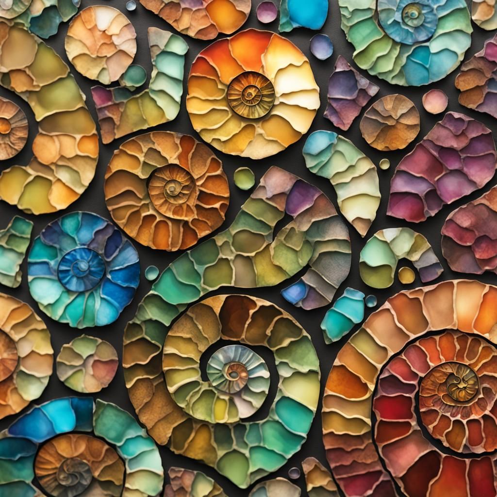 Junk Journal Background, 3d Shapes Mosaic Alcohol Ink, Ammonite Color ...