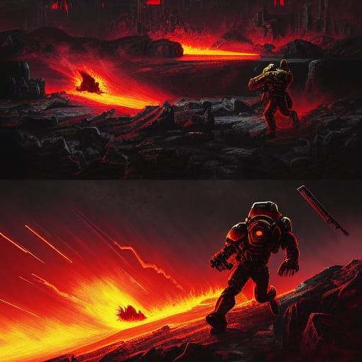 Doomguy Doom Slayer - Doomguy Battles Demons in Hellscape: D...