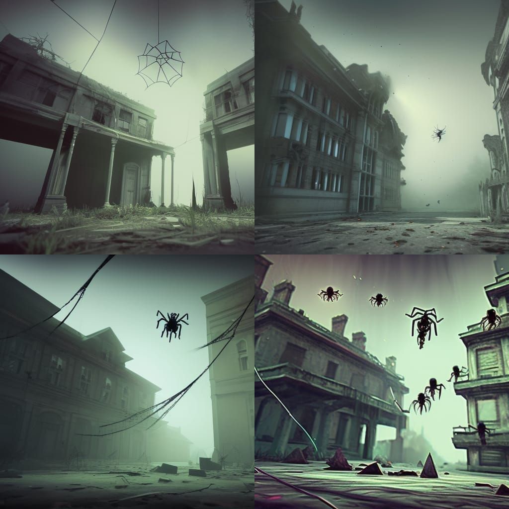 abandoned ghostly decrepid building, spider webs, dark and ghostly ...