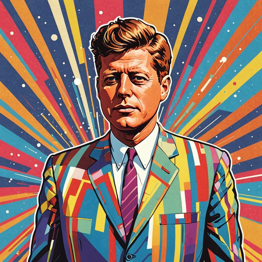 John F. Kennedy, Screen print, pop art, splash screen art, triadic ...
