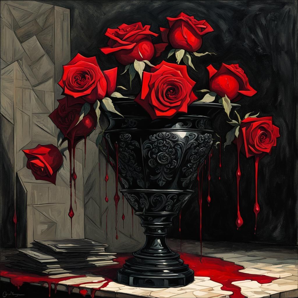 "Blood Red Roses" (9) - AI Generated Artwork - NightCafe Creator