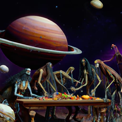 Alien Banquet on a Saturnian Moon - AI Generated Artwork - NightCafe ...