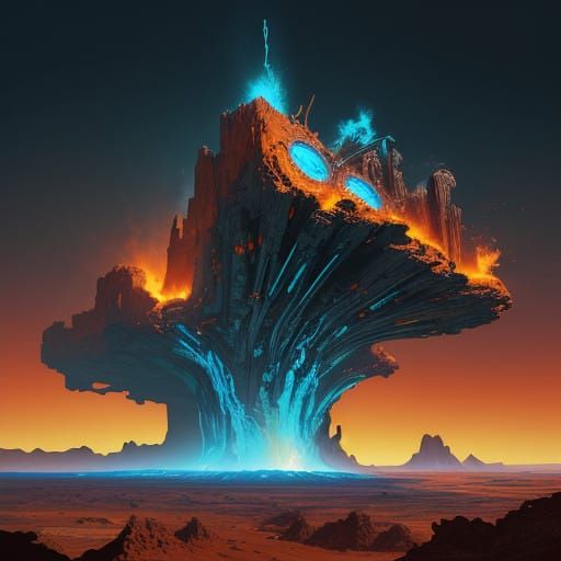 Electric Phoenix Alien in Futuristic Desert Landsc... - AI Art