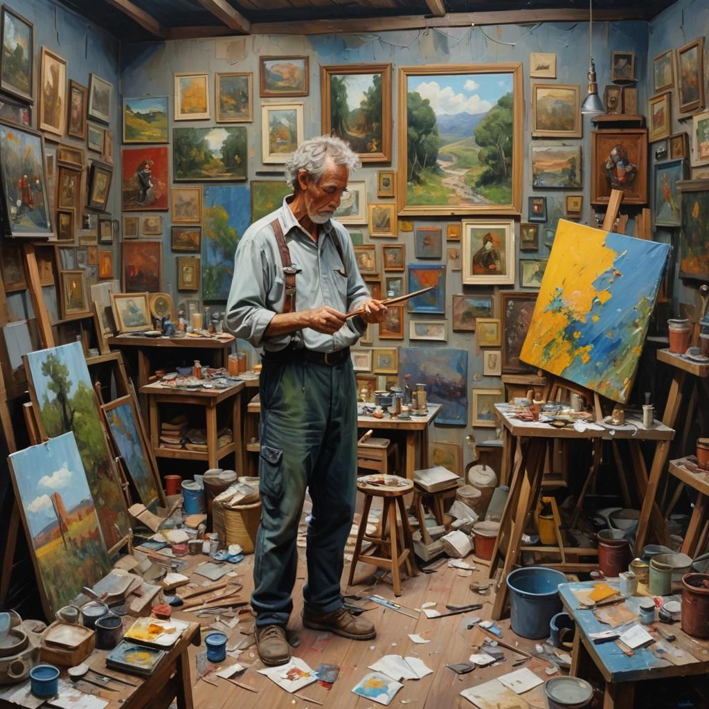 ARTIST AT WORK - AI Generated Artwork - NightCafe Creator