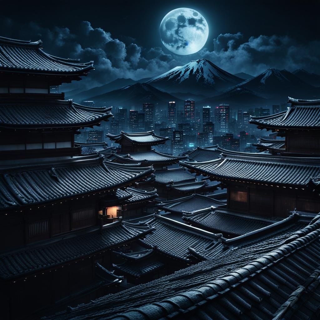 Japan at night - AI Generated Artwork - NightCafe Creator