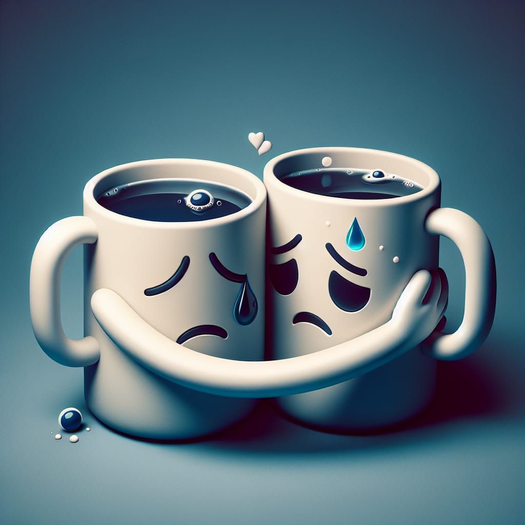 Sad hug mugs - AI Generated Artwork - NightCafe Creator