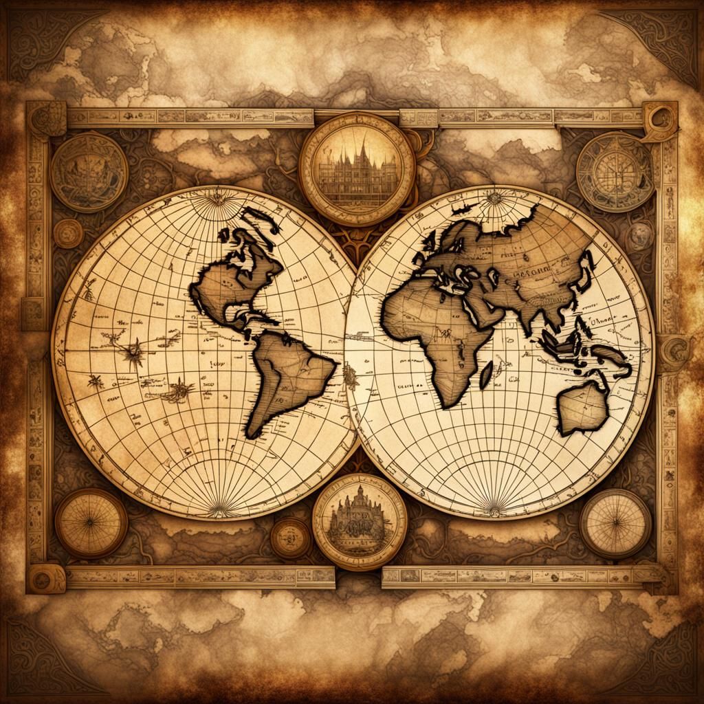 An Ancient Map of the World - AI Generated Artwork - NightCafe Creator