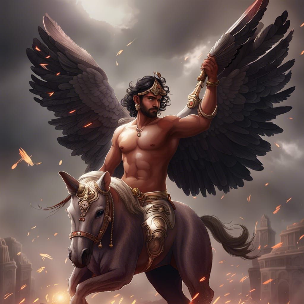 nikolbbhuttodore cupid pegasus baahubali triumphant warrior - AI ...
