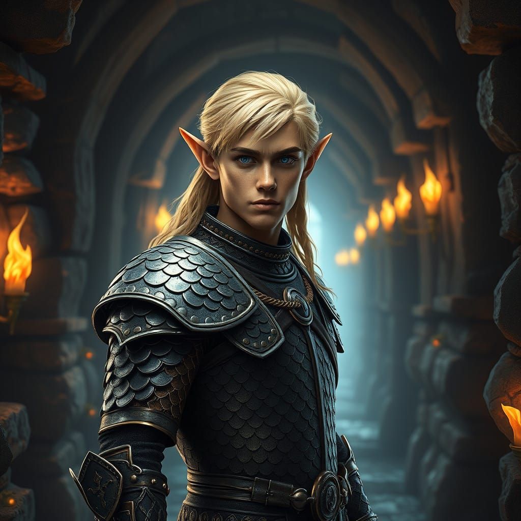 Elven soldier in the dungeon - Epic High Elf Warrior in Anci...