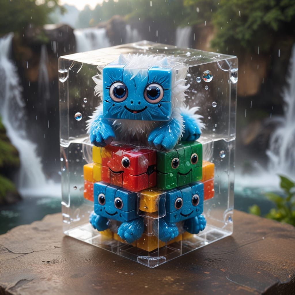 Enchanted Translucent Monstercube in Celestial Aby... - AI Art