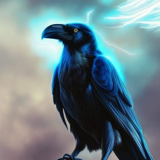 Electro Charged Raven - AI Generated Artwork - NightCafe Creator
