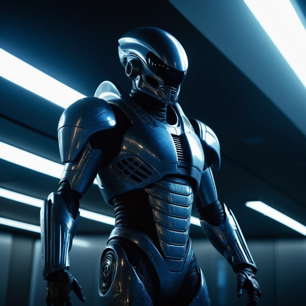 Epic Sci-Fi Alien Warrior in Metallic Armor - AI Art