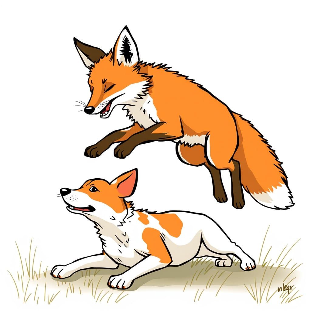 Pangram - Vivid Scene of a Fox in Full Motion