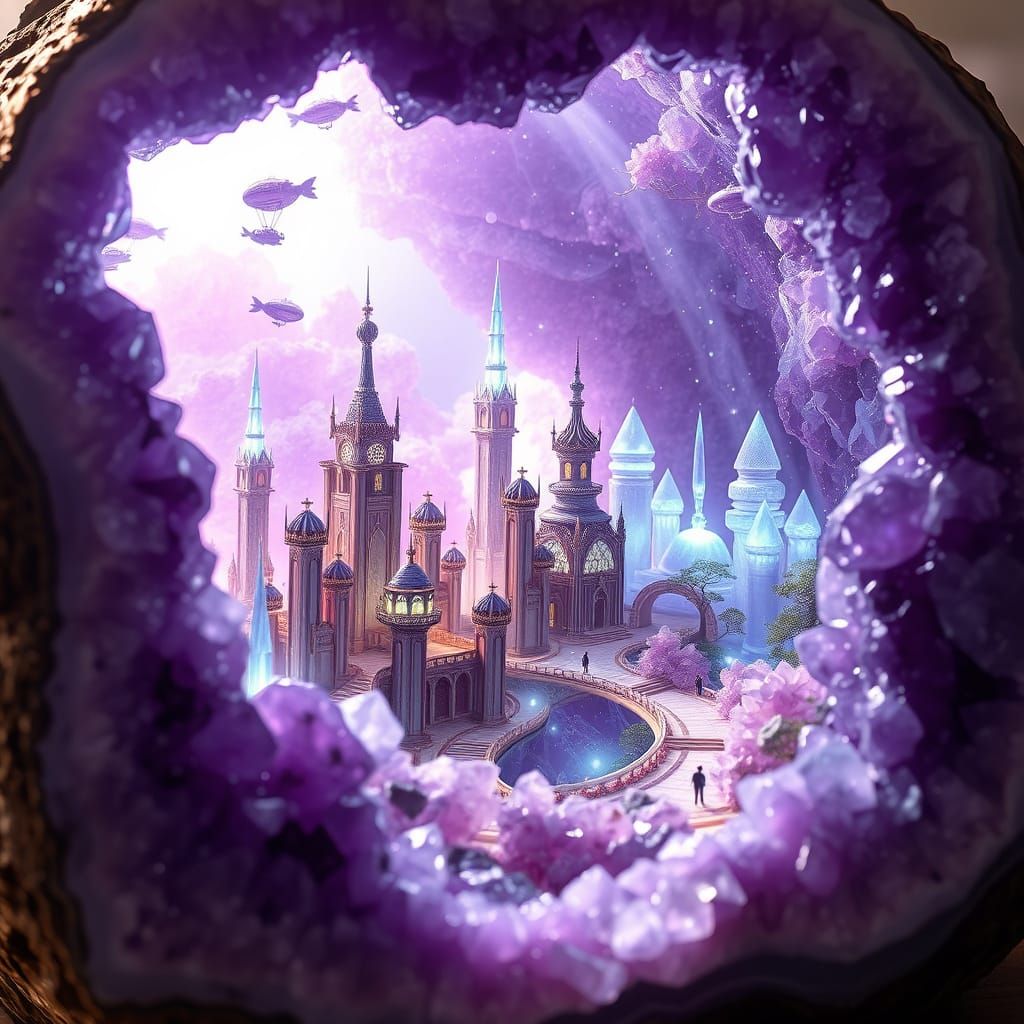 Geode city - Ancient Amethyst Geode Hides Futuristic Metropo...