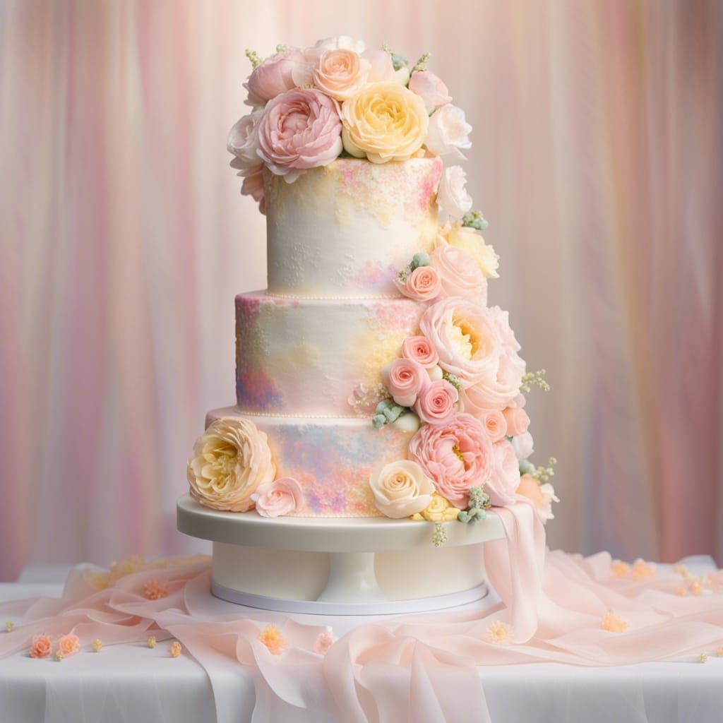 cascade of pastel flowers - AI Generated Artwork - NightCafe Creator