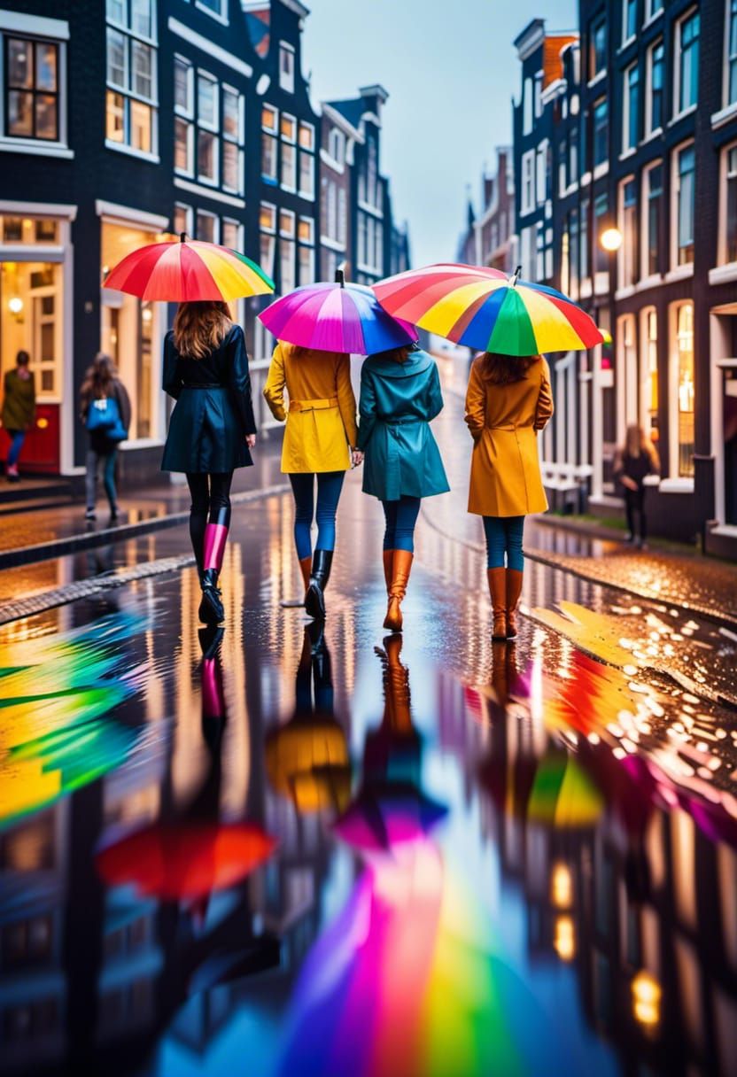 It's a rainy night in Amsterdam - AI Generated Artwork - NightCafe Creator