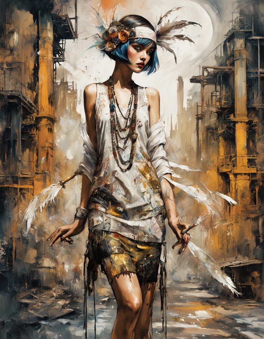 1920s women dressed glamorously like flappers and elegant white lace satin suit