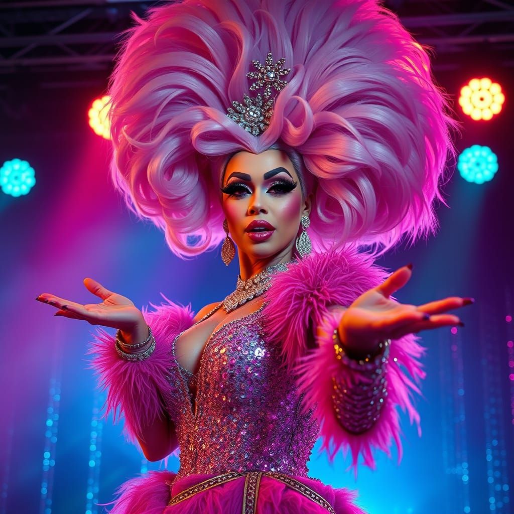 Miss Flamingo - Glamorous Drag Queen in High-Fashion Editori...