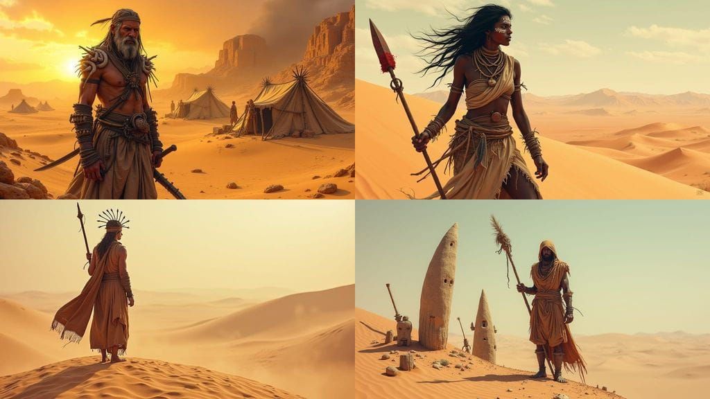 Desert Nomad Tribesmen in Ancient Rituals - AI Art