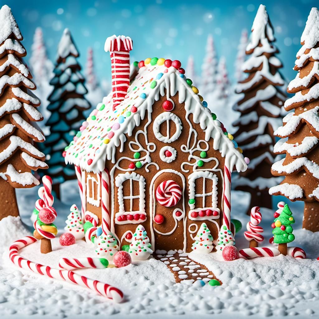 Welcome to our gingerbread-town! Have some candy! - AI Generated ...