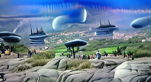 alien planet with communications and transportation hub aliens in the ...