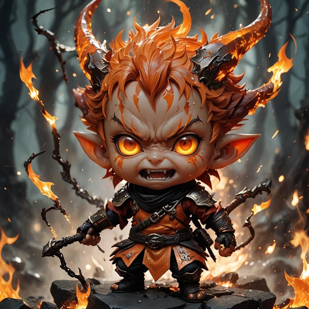 Angry Chibi Fire Imp - AI Generated Artwork - NightCafe Creator