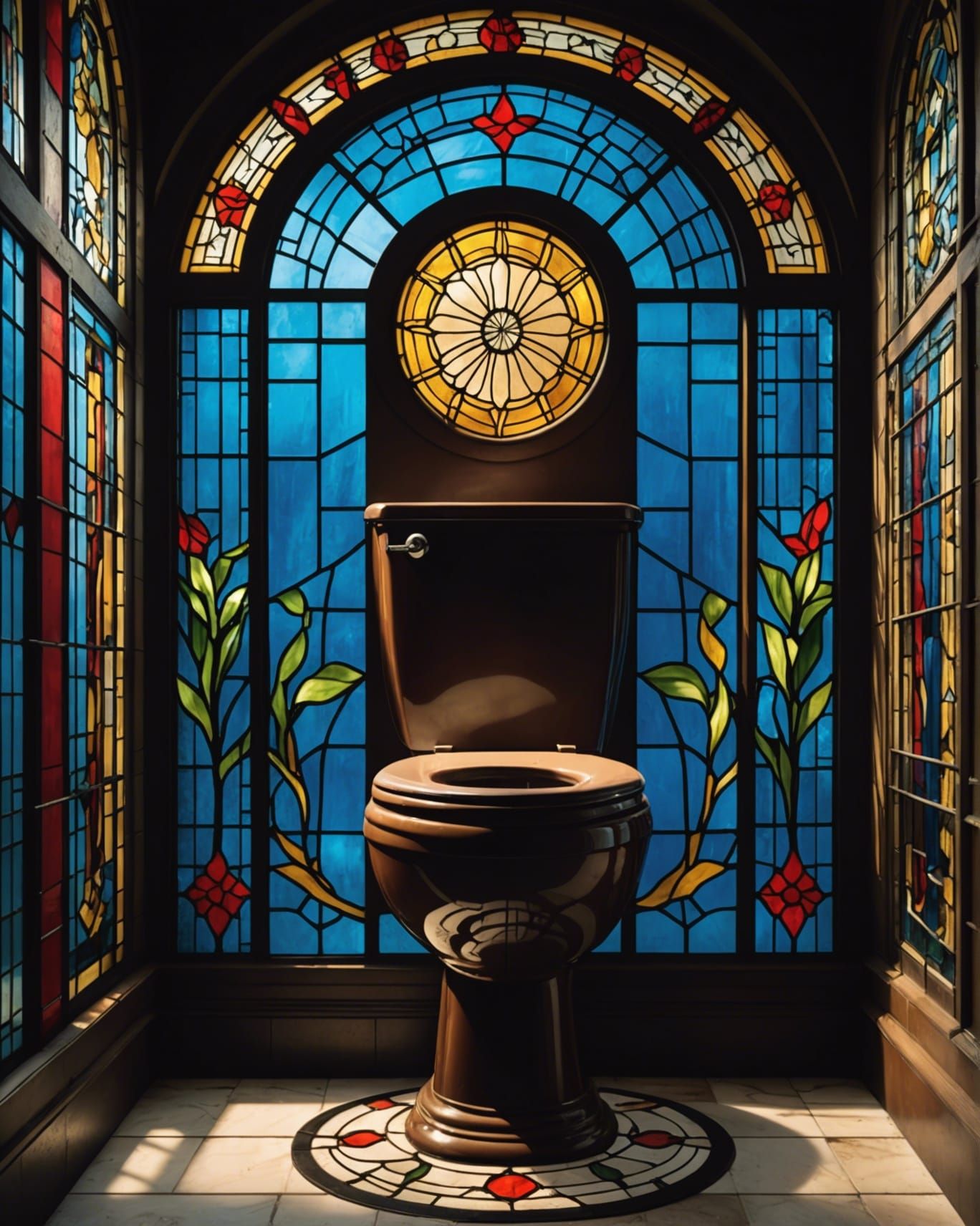 Stained Glass Toilet Room - AI Generated Artwork - NightCafe Creator