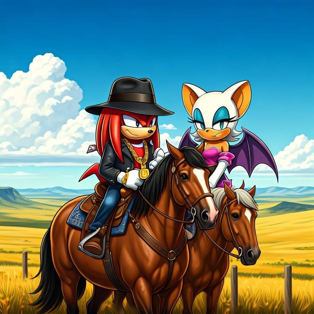 Gangster Rap Icons Knuckles and Rouge Ride Horses ... - AI Art