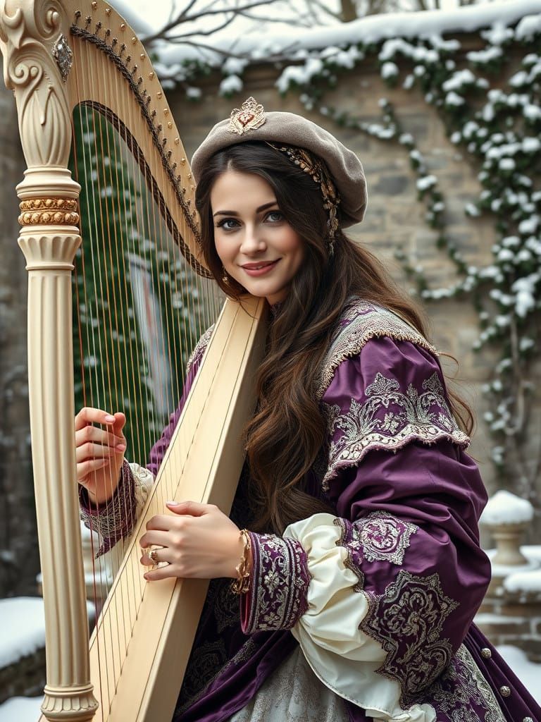 Vittoria playing harp - A Renaissance Noblewoman Plays Harp ...