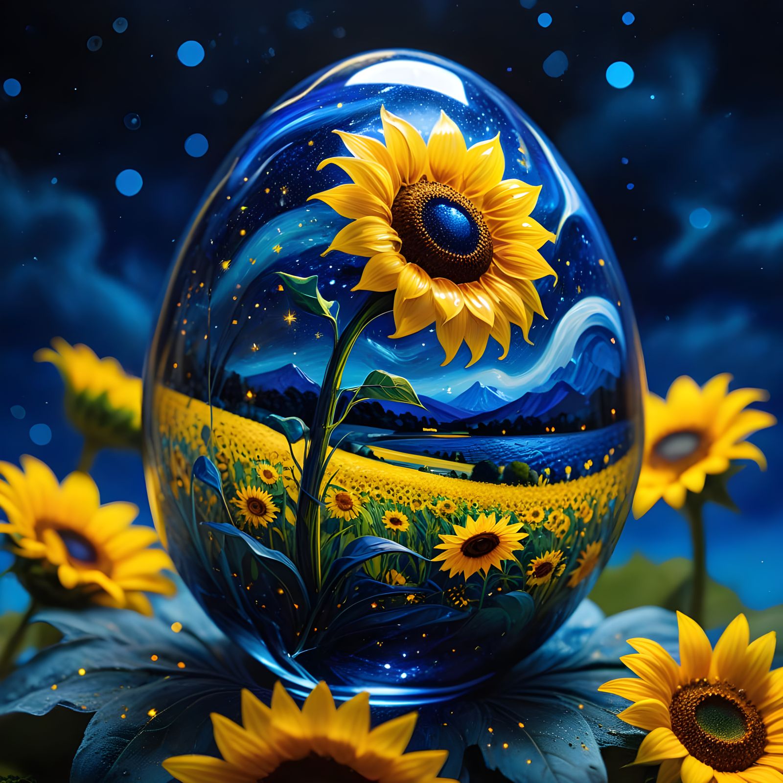 Starry Bloom: The Egg of Van Gogh's Garden