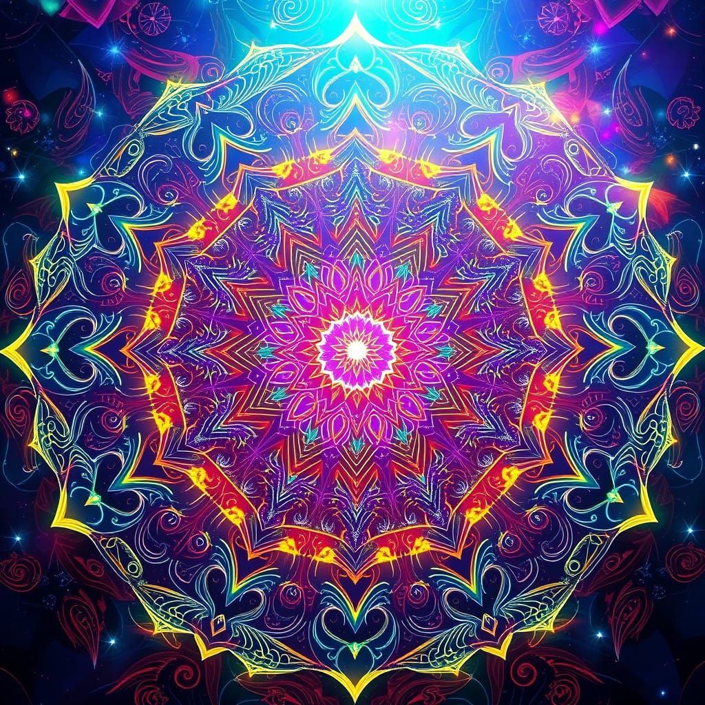 Ethereal Psy Trance Cover Art in Vibrant, Dreamlik... - AI Art