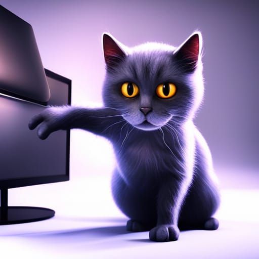 Cat and computer - AI Generated Artwork - NightCafe Creator