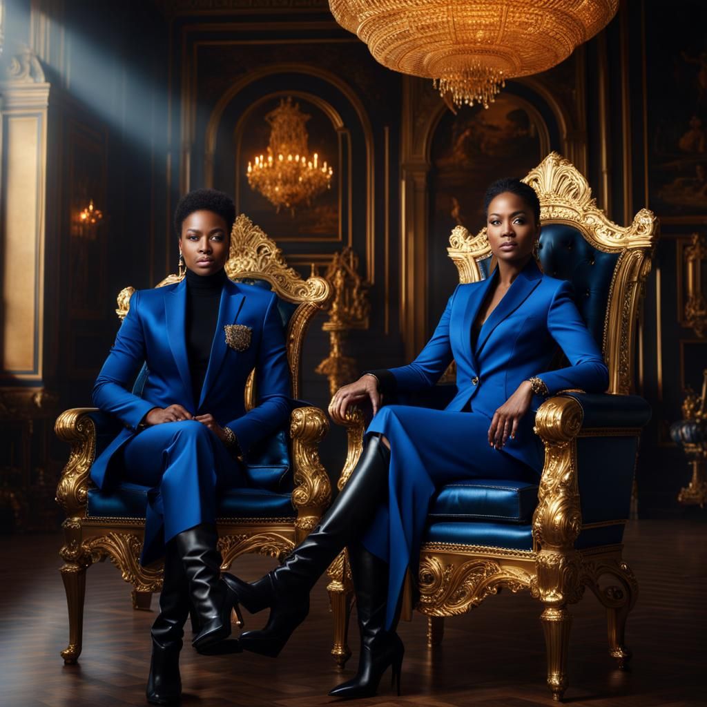 Double thrones, blue suits - AI Generated Artwork - NightCafe Creator