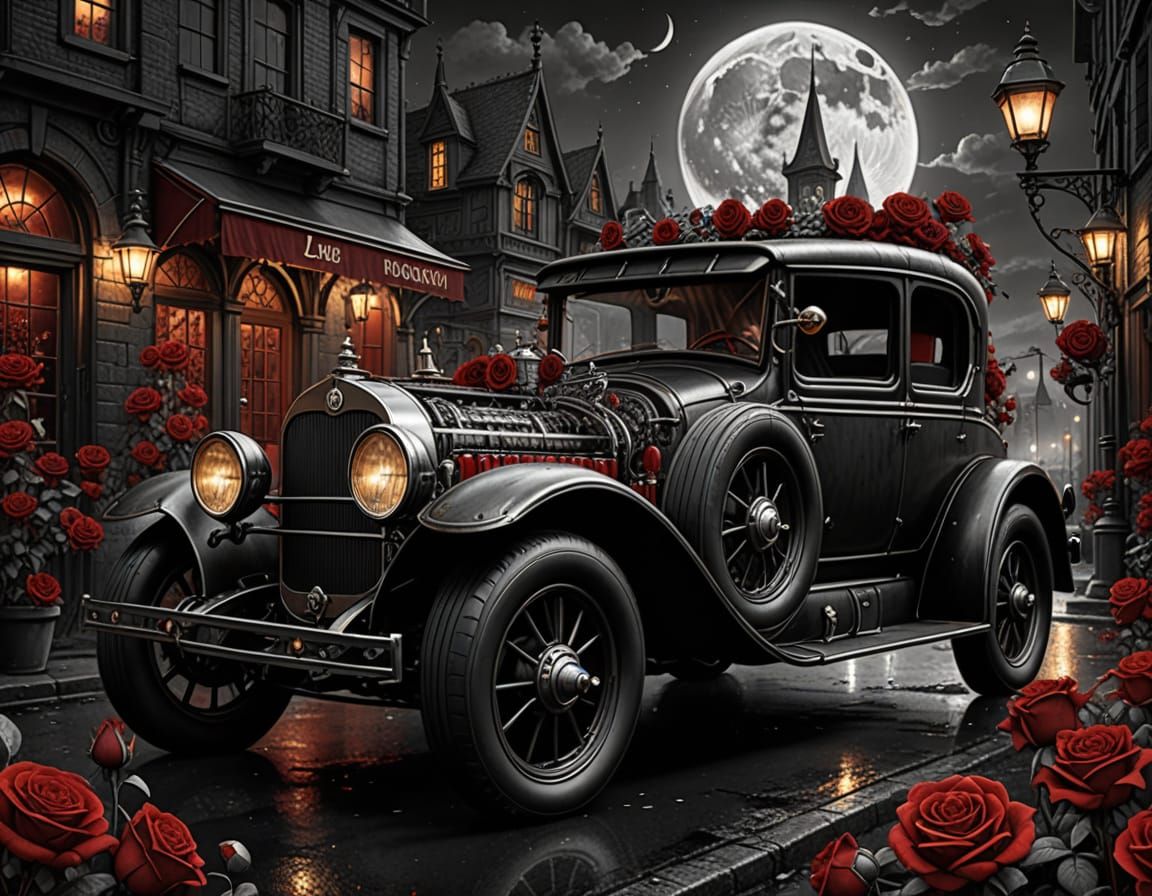 Hot-rod in the Steampunk town - Steampunk Hot-Rod Under the...