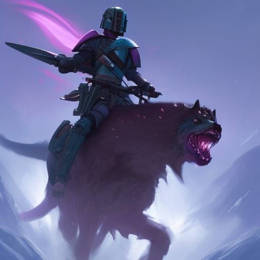 Mandalorian Riding A Wolf Creature - AI Generated Artwork - NightCafe ...