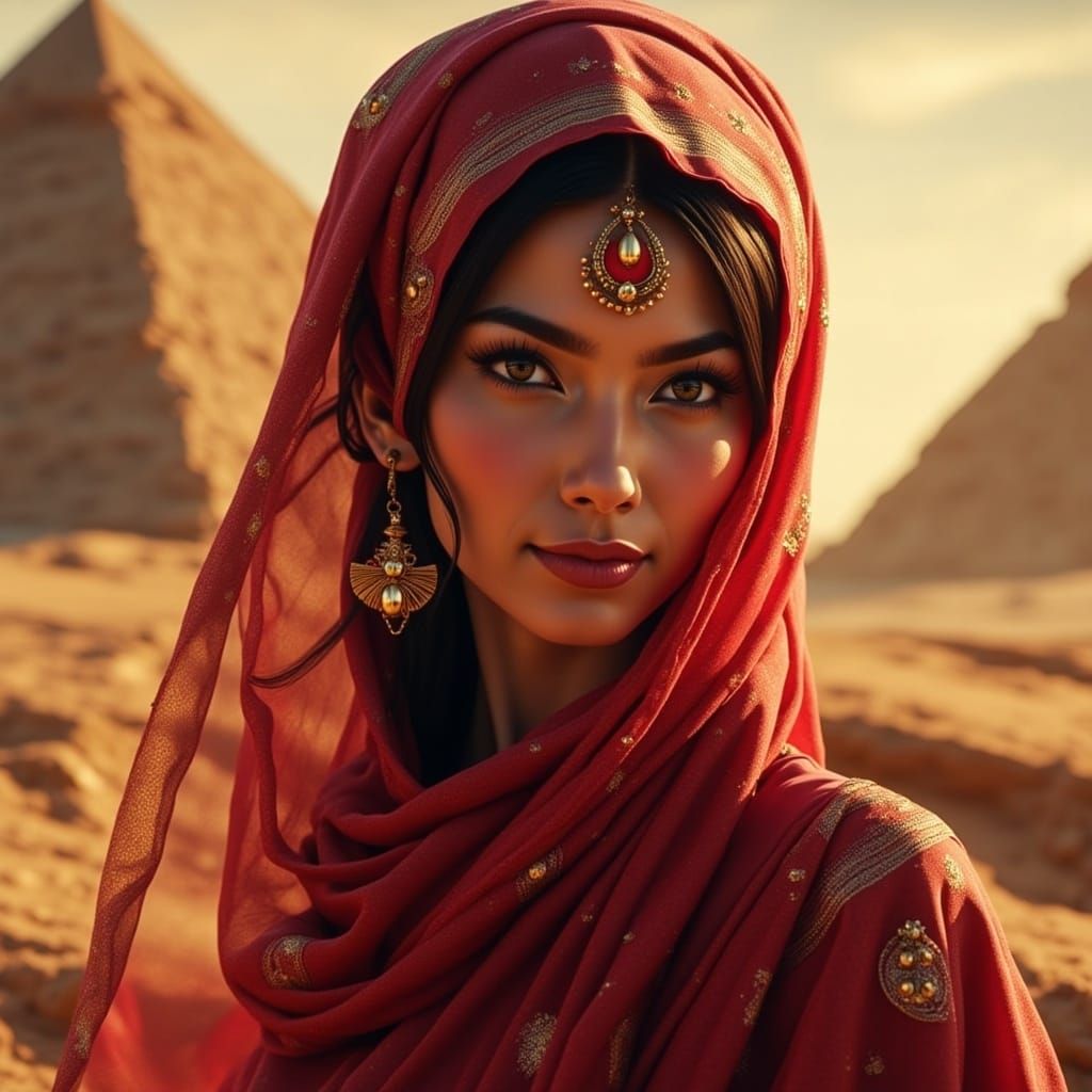 Egyptian Goddess with Radiant Skin and Soft Hair i... - AI Art