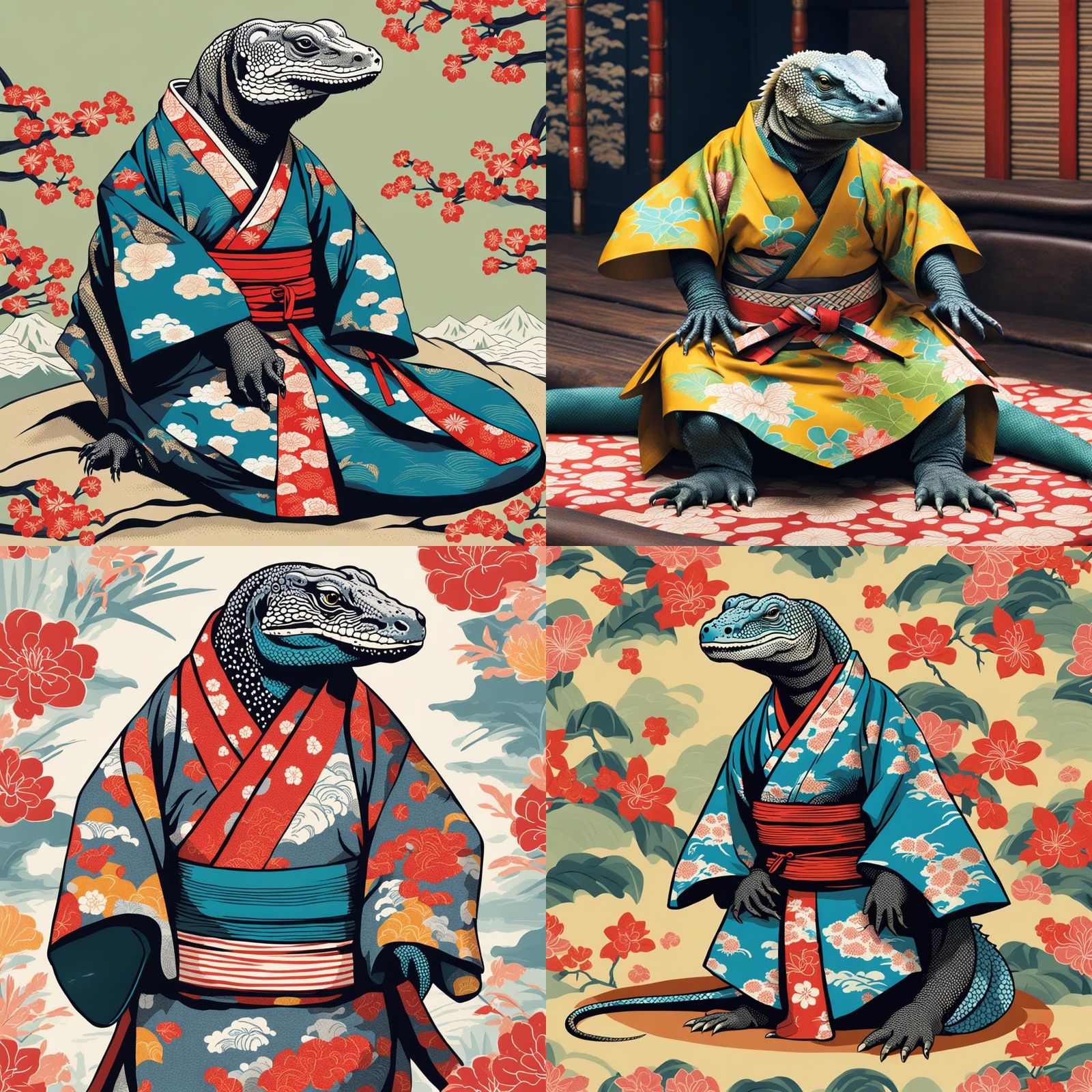 Komodo dragon wearing a kimono - AI Generated Artwork - NightCafe Creator