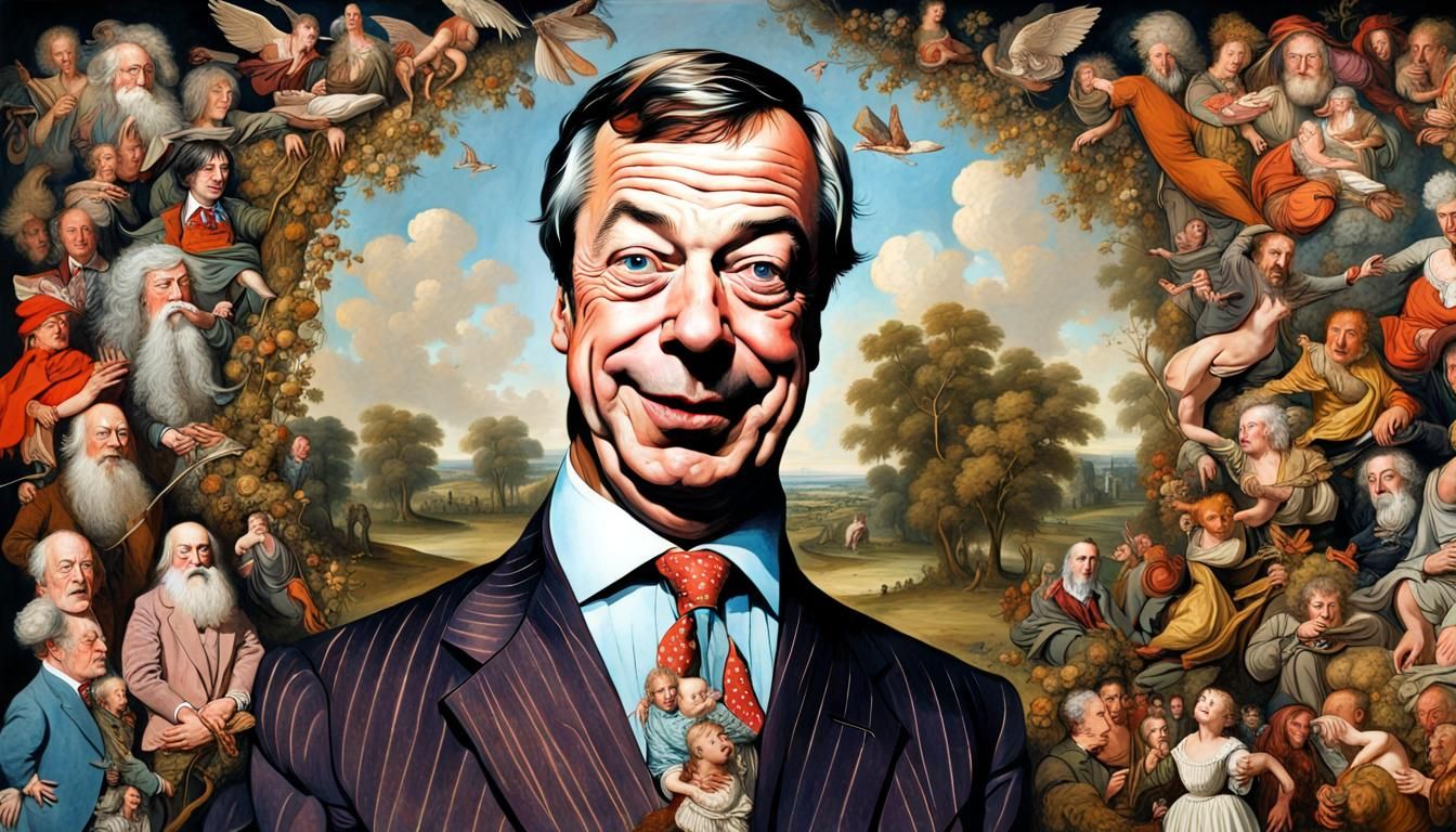 "Colour Photograph, ""Nigel Farage "Beano style portrait", bonkers ...