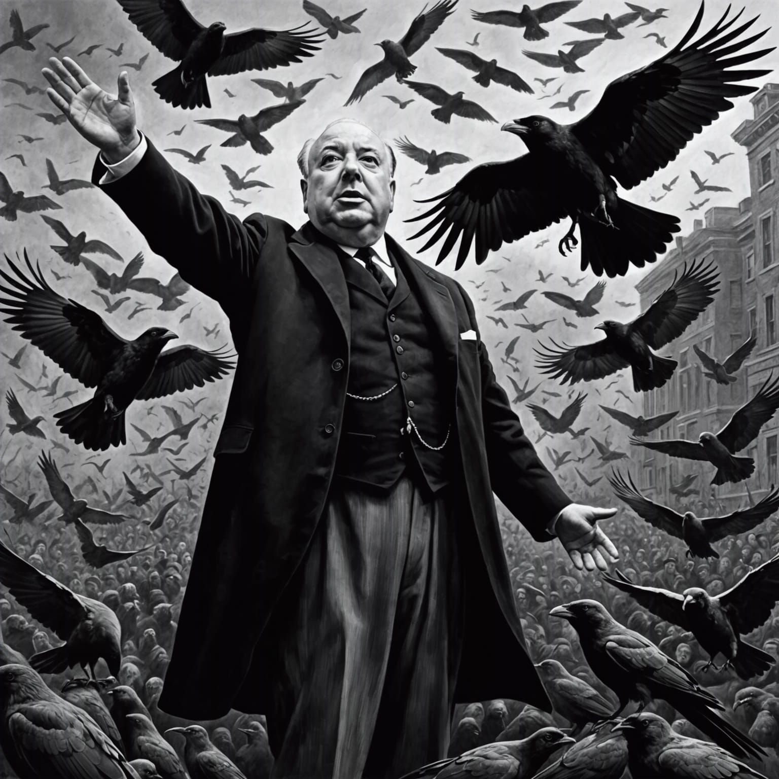 Alfred Hitchcock's 1963 iconic movie masterpiece The Birds - AI ...