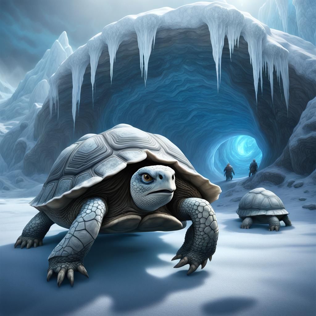 Creature feature eye An epic creature scene. A frosty tortoise that ...