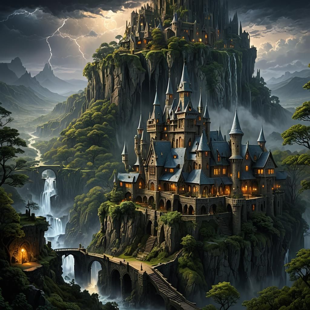 FLW Castle Falling Water - AI Generated Artwork - NightCafe Creator