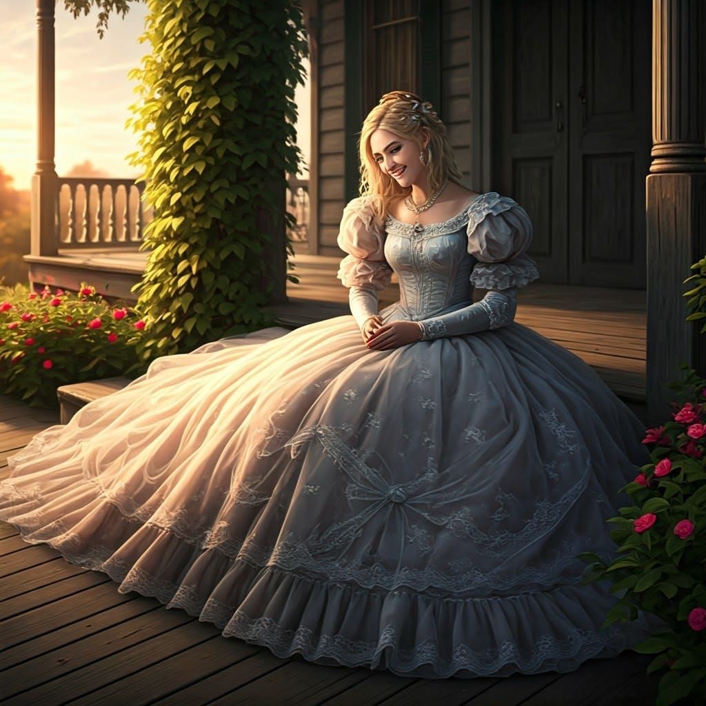 Southern Belle Whimsy in Rustic Splendor - AI Art