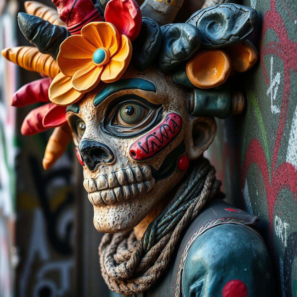 Stranger in Vibrant Graffiti Alleyway, Inspired by... - AI Art