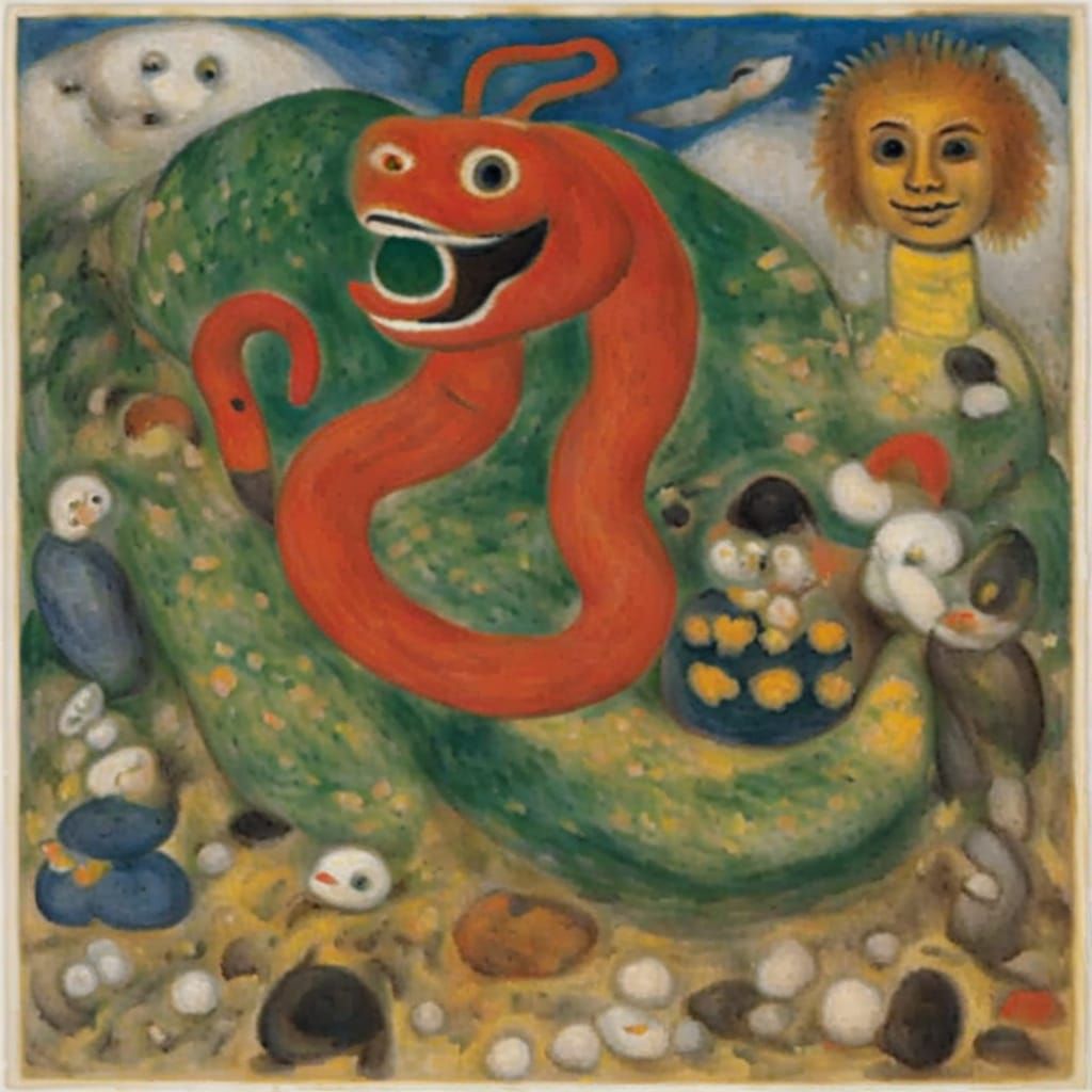 Surrealist Synthesis of Ensor and Miro's Snake The... - AI Art