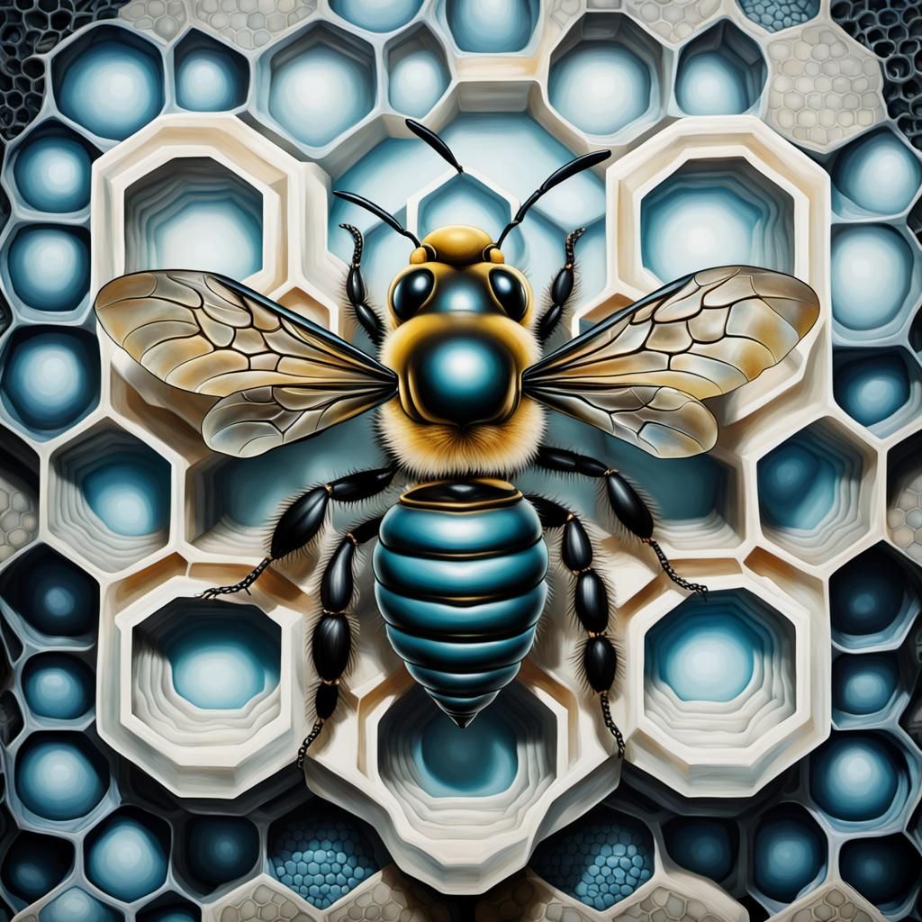 Queen Bee (blue-grey) - AI Generated Artwork - NightCafe Creator